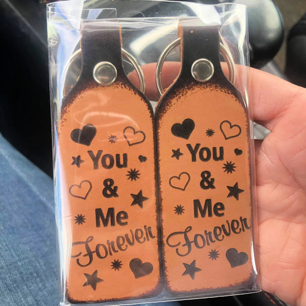 You & Me Forever Leather Keychain – Love Chirp Gifts