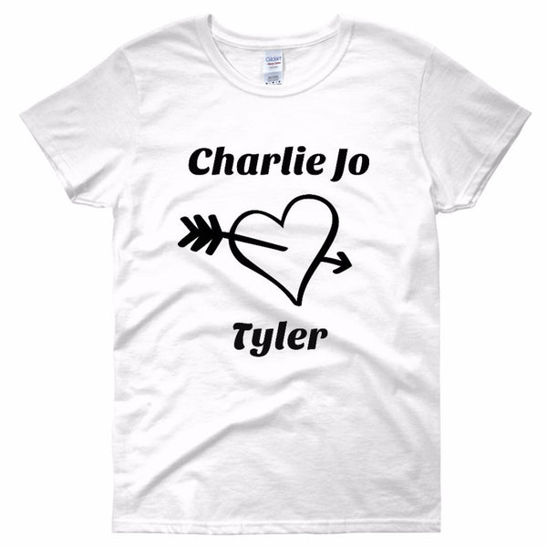 Heart Personalized with Your Names Women's T-shirt – Love Chirp Gifts