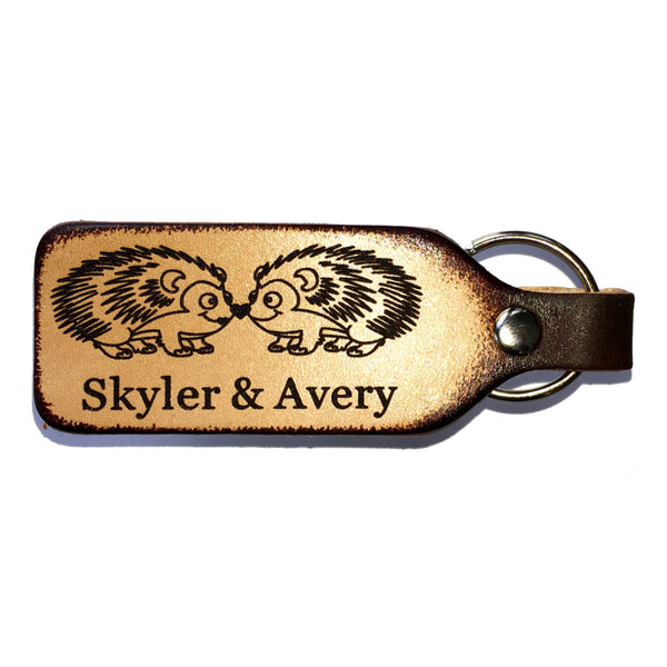 Porcupine Couple Leather Engraved Keychain Personalized With Your Name ...